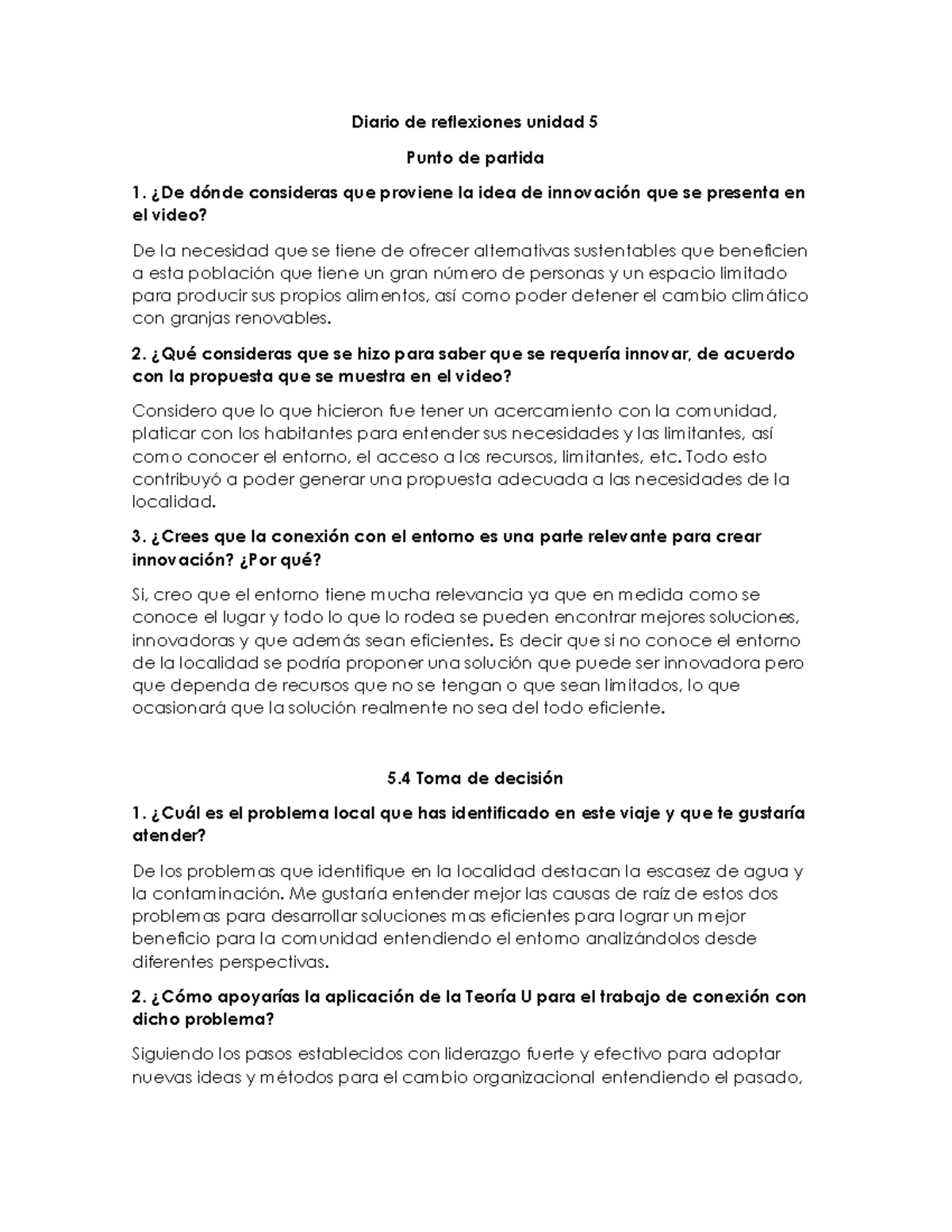 Diario de reflexión 5 de empatia para resolver - Diario de reflexiones unidad 5 Punto de partida ...