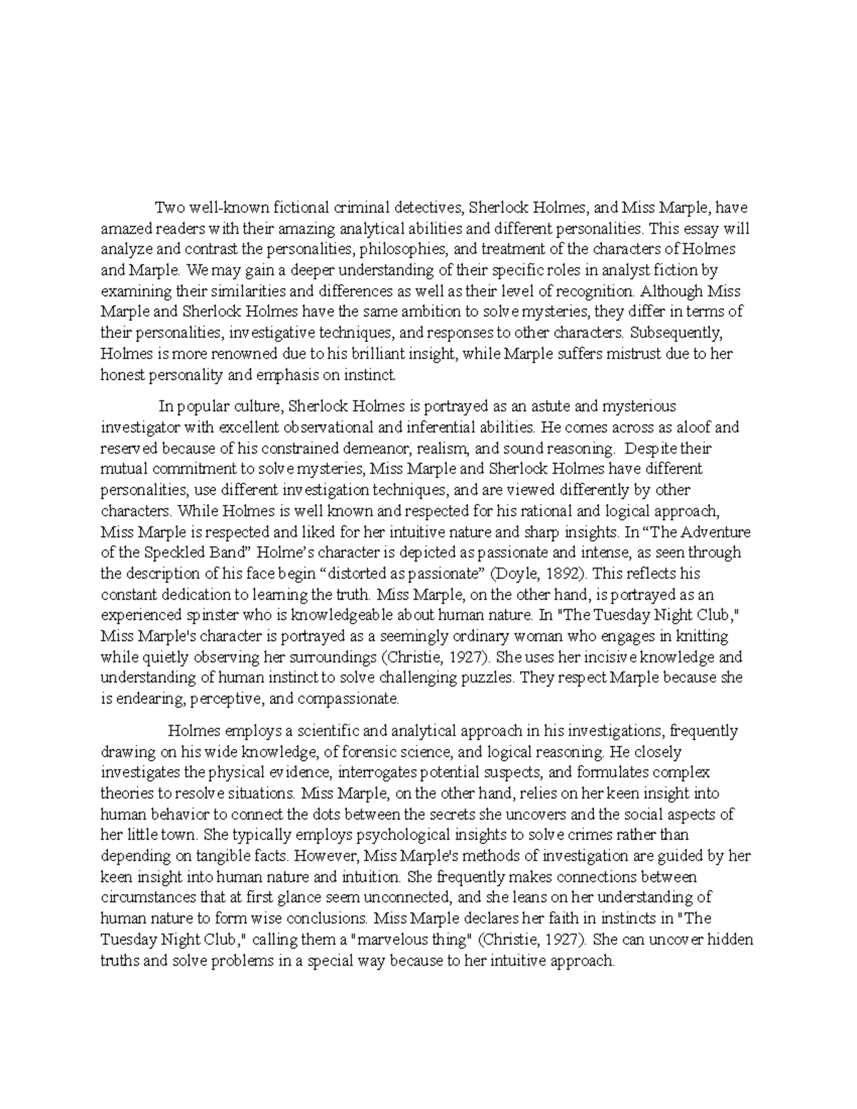 Crime stories assignment - Two well-known fictional criminal detectives ...