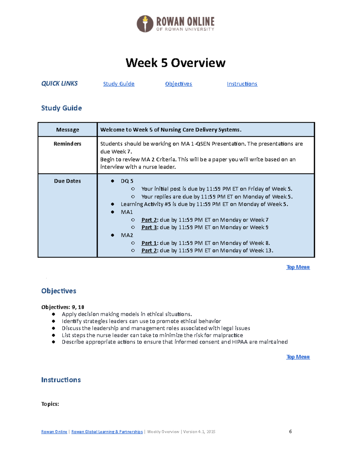 Week 5 Overview - V2.0 - OL-15 - Week 5 Overview QUICK LINKS Study ...