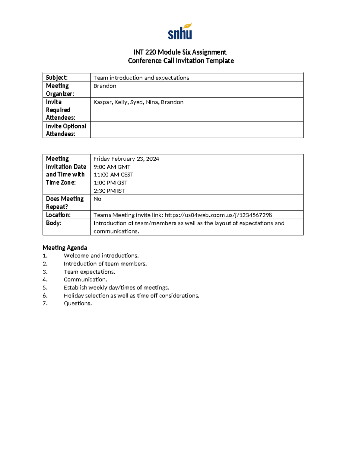 INT 220 Conference Call Invitation Template - INT 220 Module Six ...
