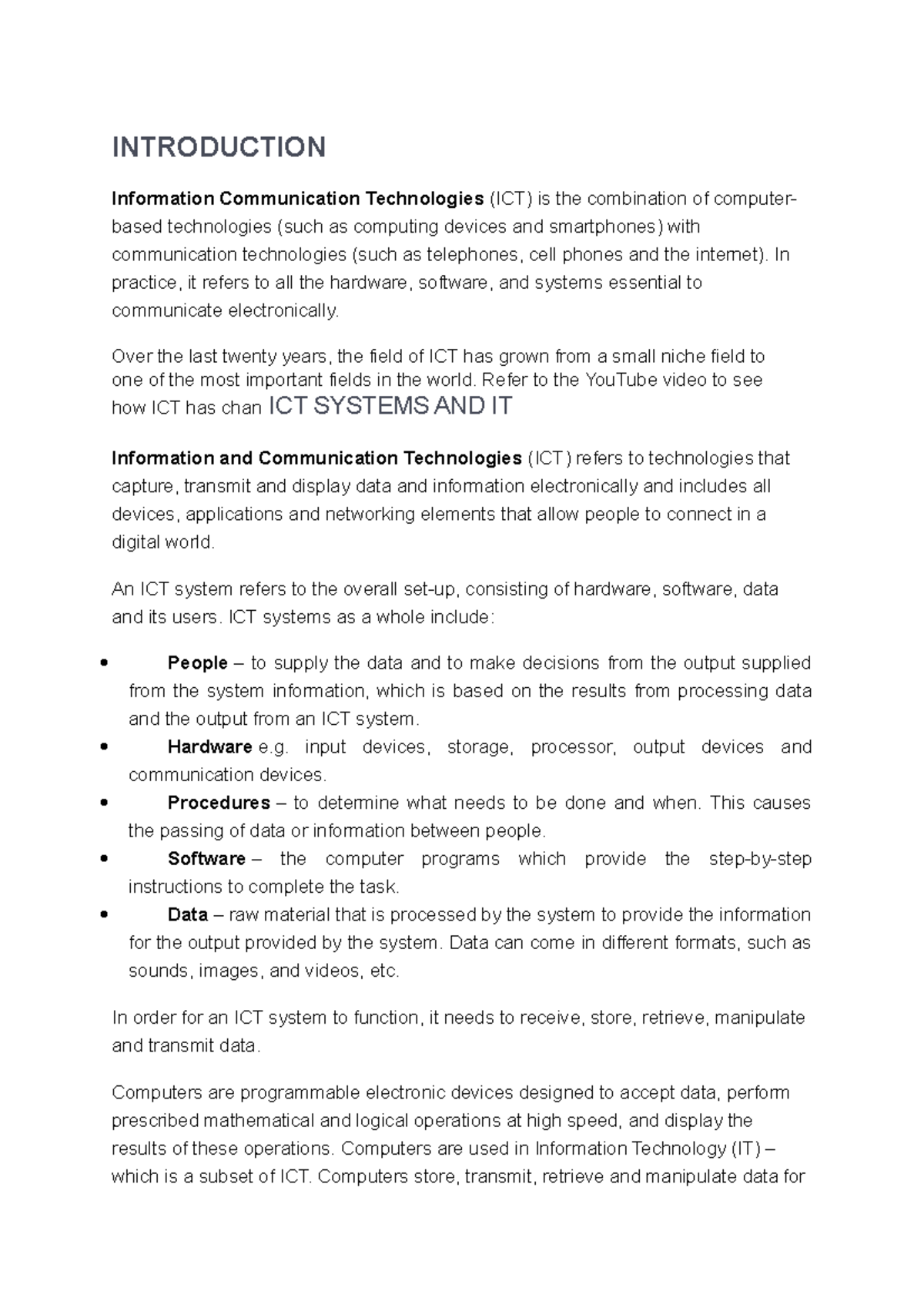 Ict Lesson 2 This Lecture Will Give You Additional Knowledge About Ict Introduction
