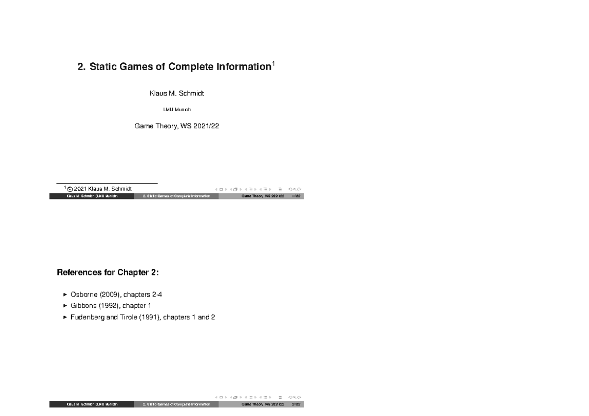 Game Theory 02 WS21 Handout - 2. Static Games of Complete Information 1 ...