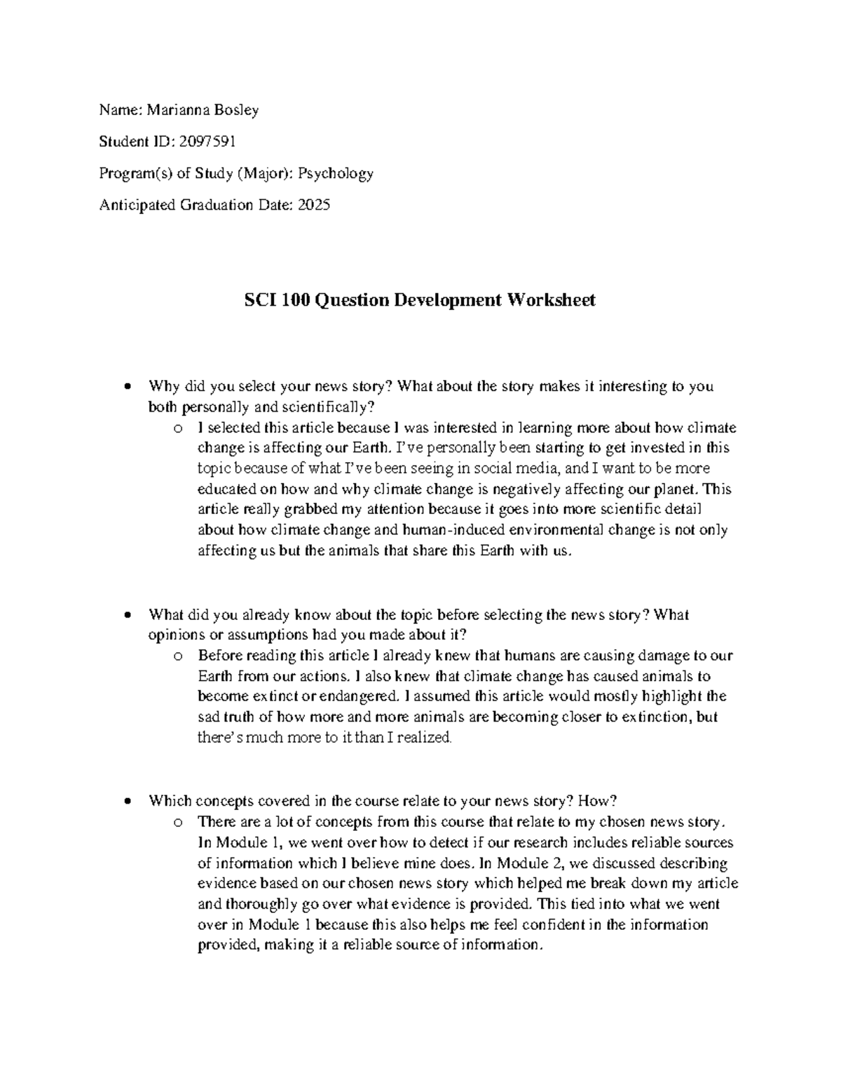 4-4 Project 2 Question Development Worksheet - Name: Marianna Bosley ...