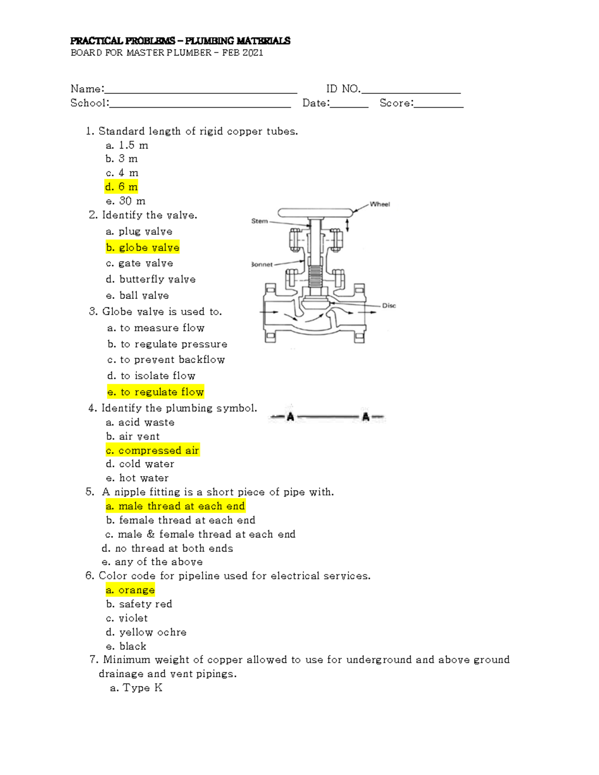 Practical Plumbing Materials - PRACTICAL PROBLEMS – PLUMBING MATERIALS ...