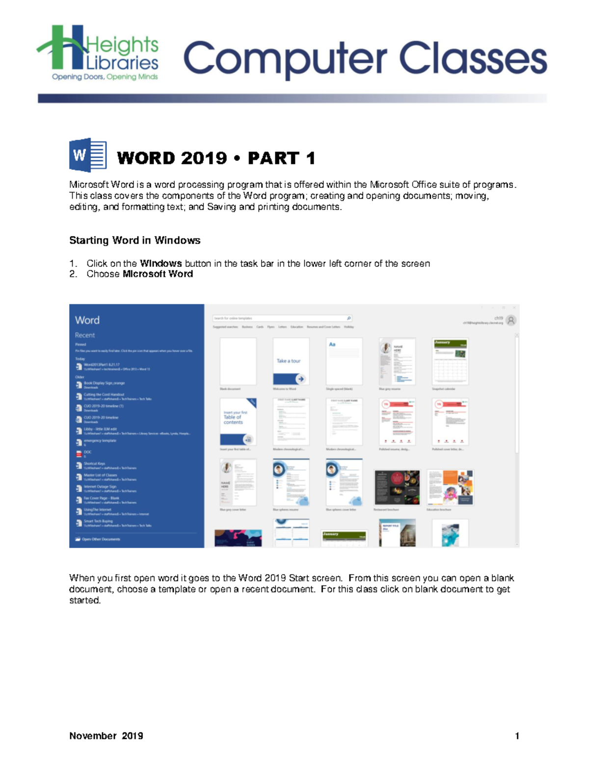 Word 2019 Part 1 - WORD 2019 • PART 1 Microsoft Word is a word ...