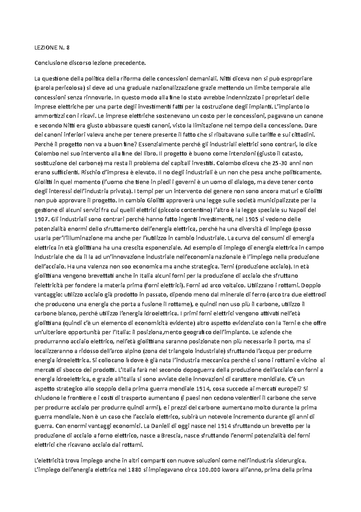 Lezione 8 - storia dell'impresa pubblica - LEZIONE N. 8 Conclusione ...