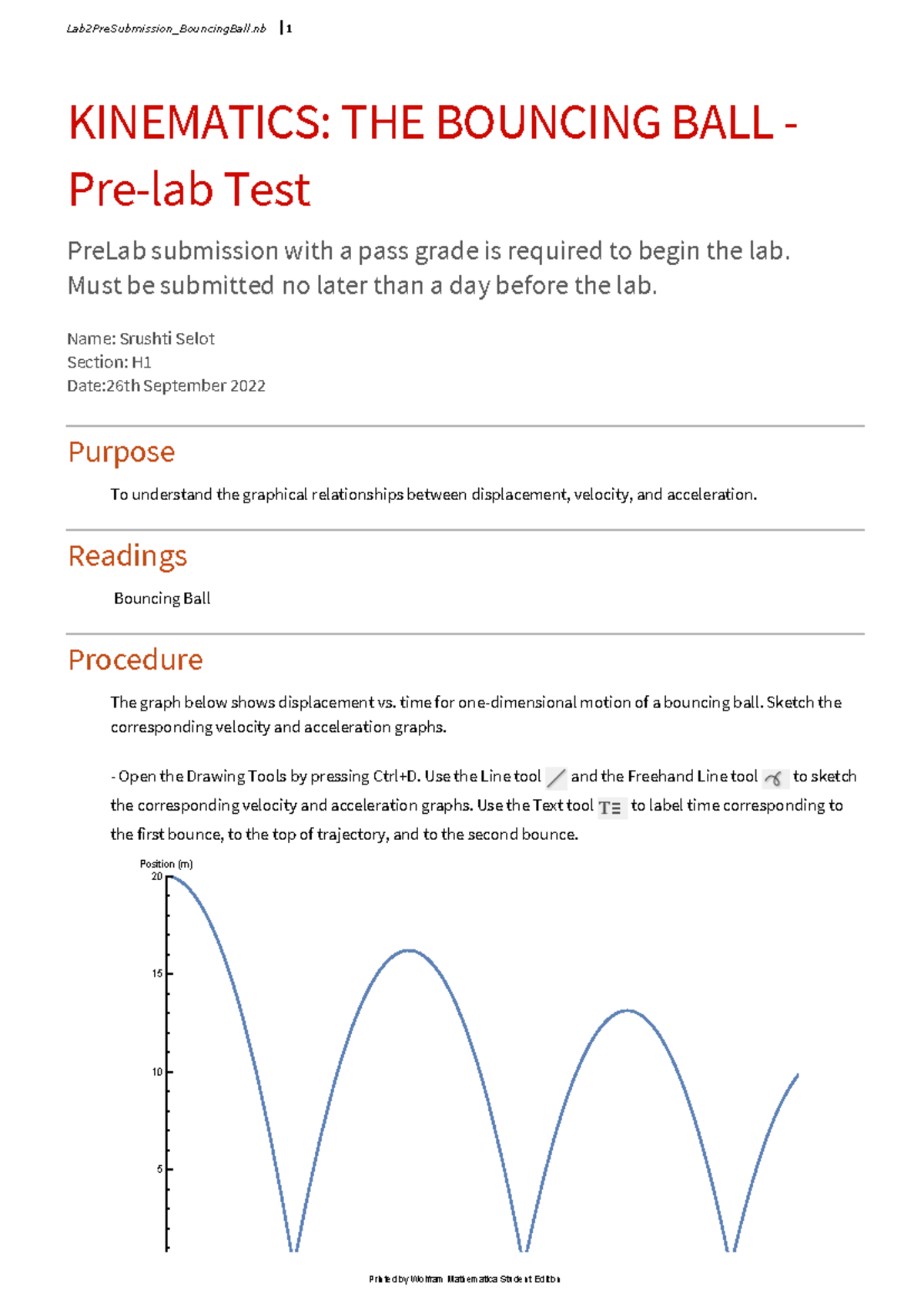Selot Pre Lab 2 Kinematics Of Bouncing Ball - KINEMATICS: THE BOUNCING ...