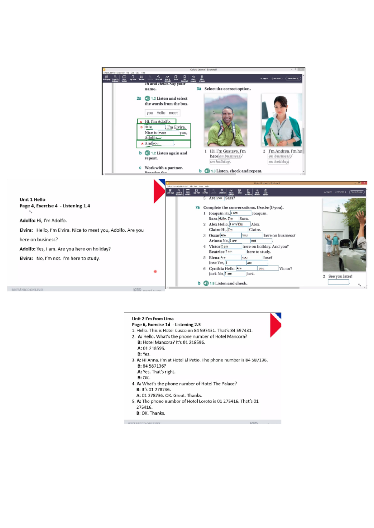 Clase 1 - asd - Oxford Bookshelf and Hello. Say your name. 3a Select ...