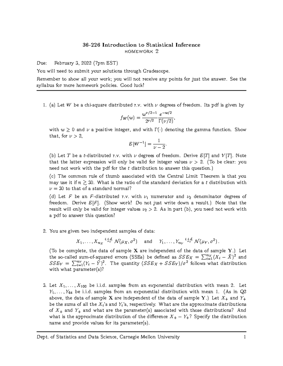Homework 2 Problems and - 36-226 Introduction to Statistical Inference ...