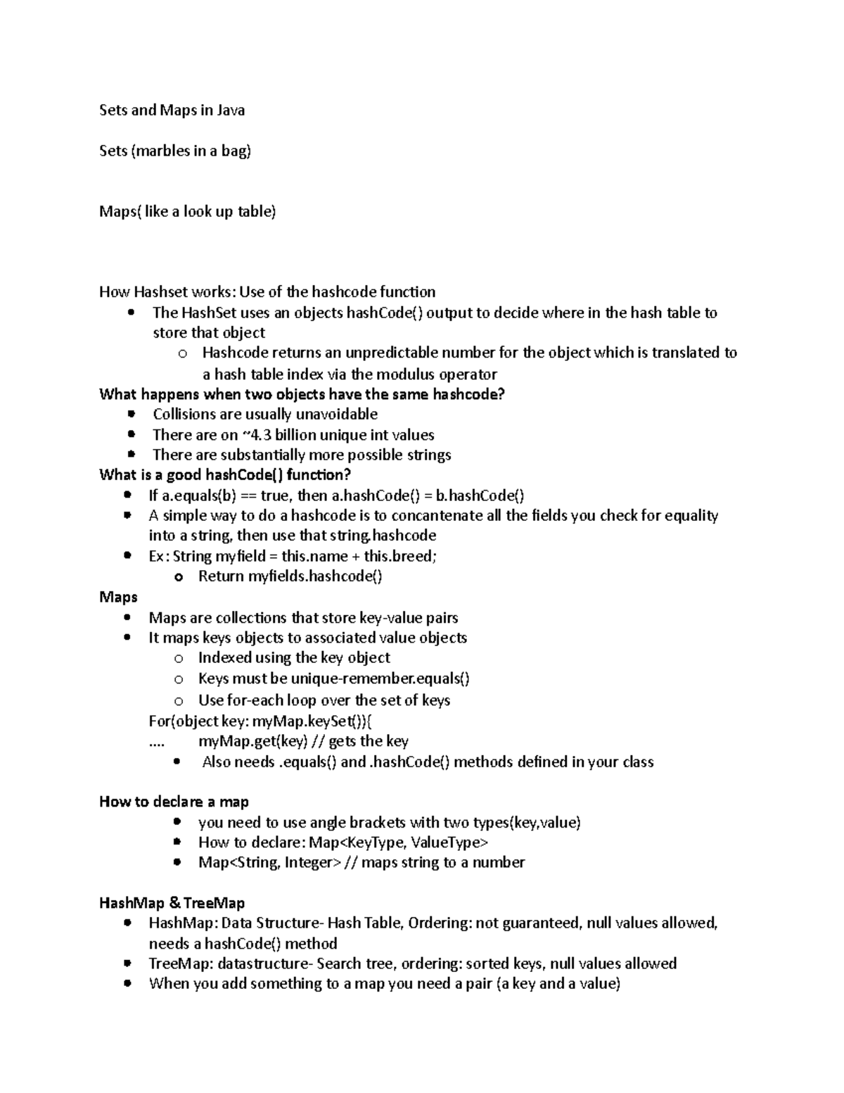 CS 2110 Sept 20 - Lecture notes 11 - Sets and Maps in Java Sets ...