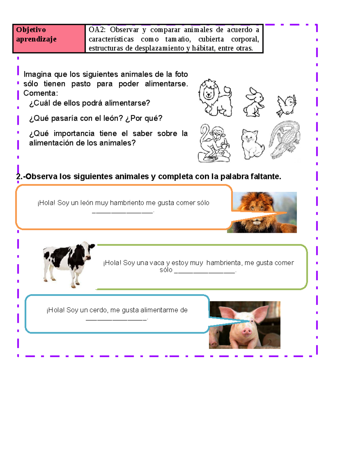 Guía 4 - “¿Todos los animales se alimentan de lo mismo” - Objetivo ...