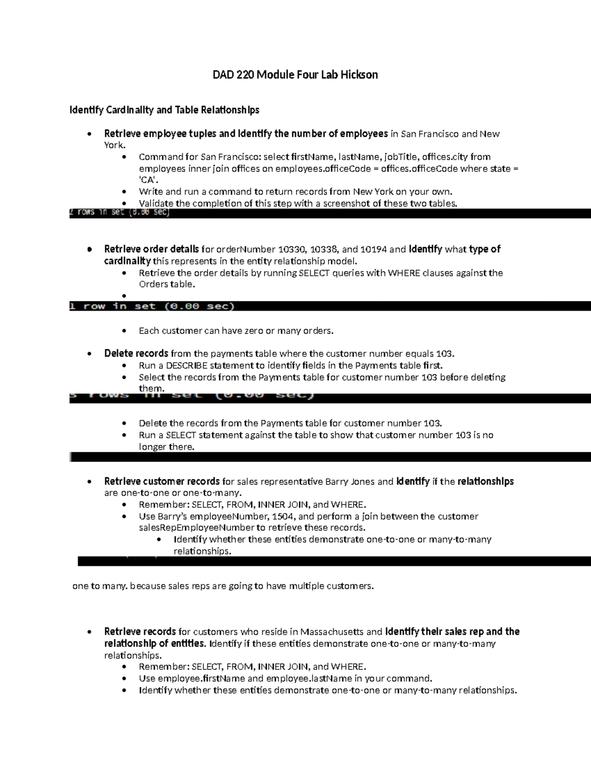 DAD 220 Module Four Lab Hickson - DAD 220 Module Four Lab Hickson ...