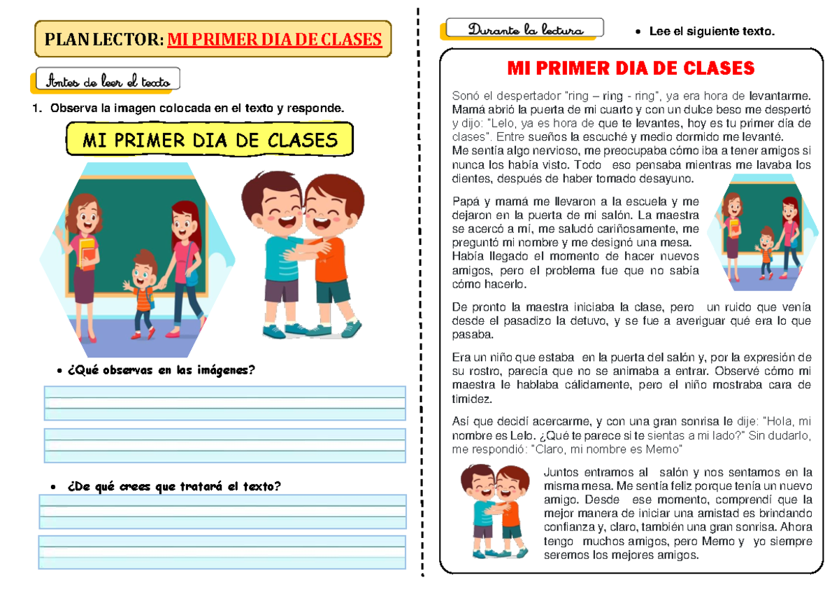 Ficha PLAN Lector - Resumen comunucicacion - Observa la imagen colocada ...