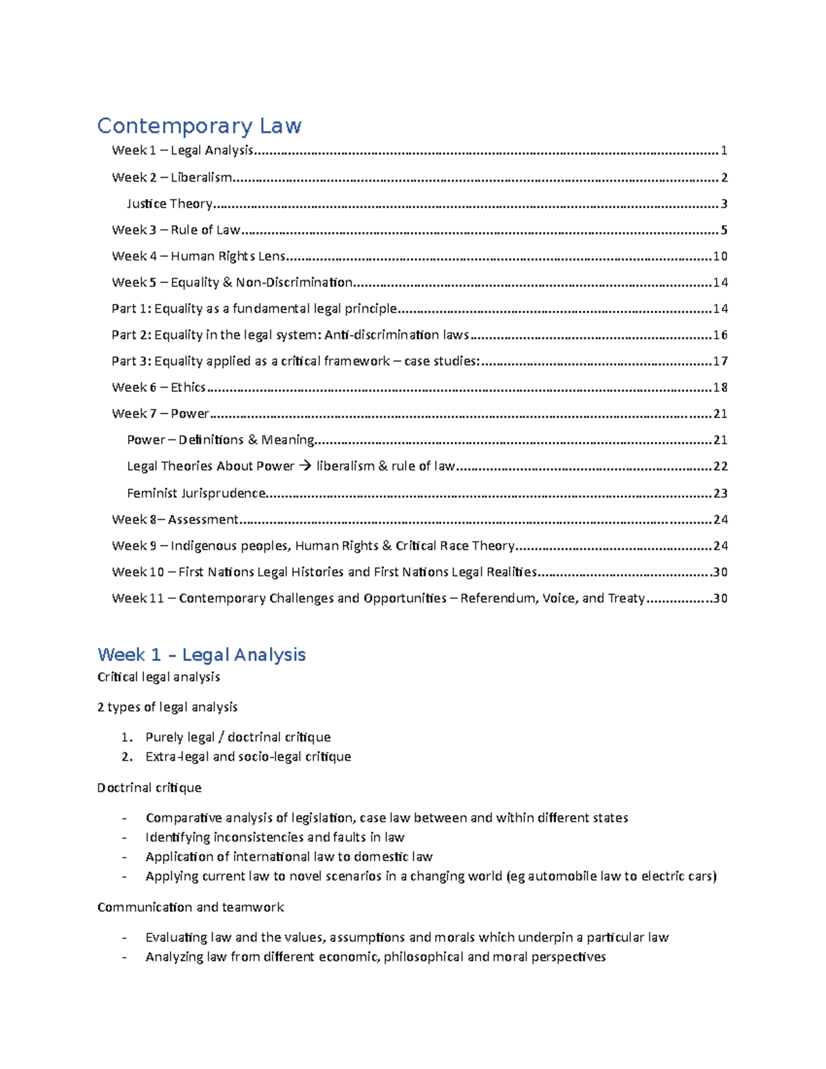 Contemporary Law and Justice Notes Weeks 1 to 12 - Contemporary Law ...