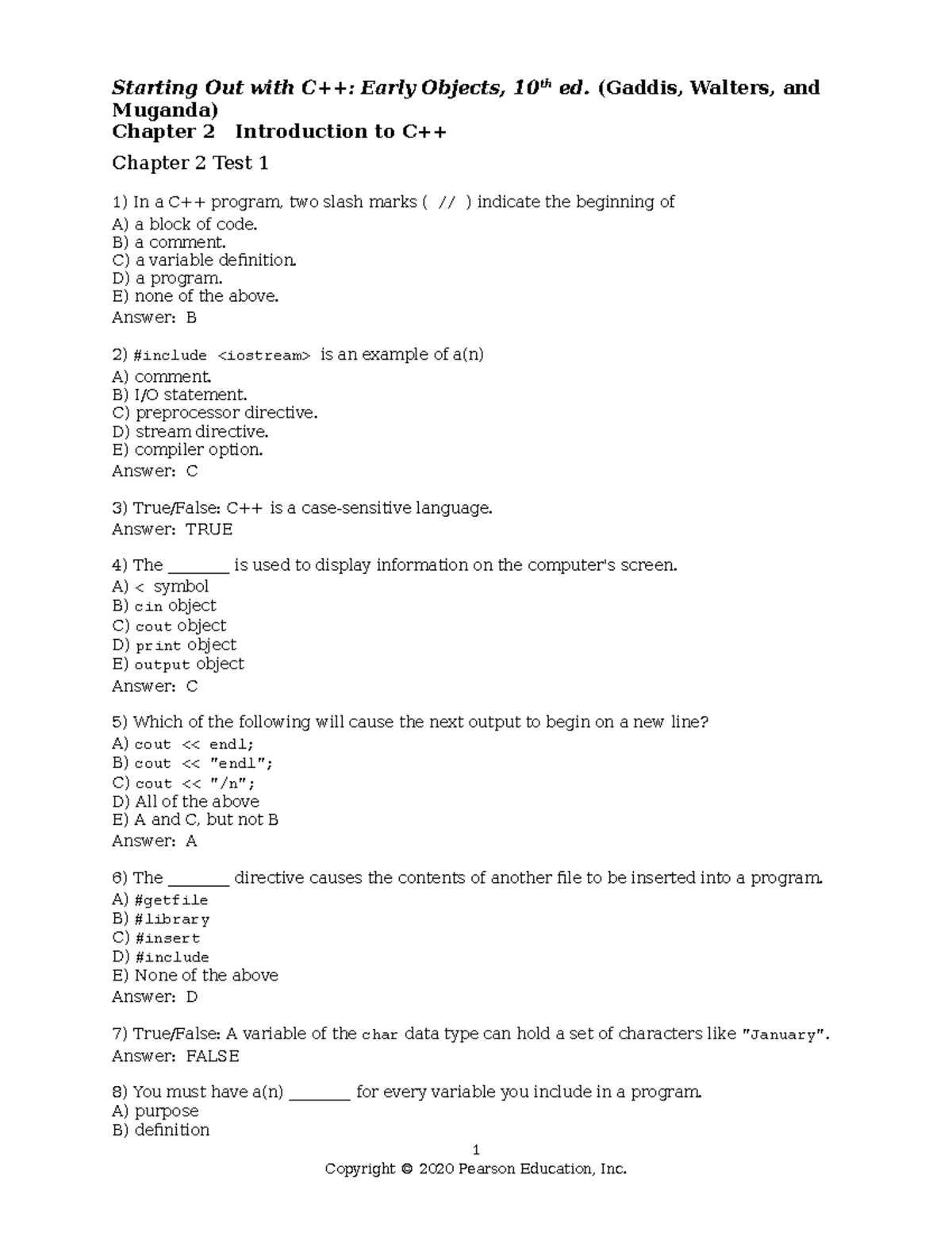 Chapter 02 - dsfdsf - Starting Out with C++: Early Objects, 10th ed ...