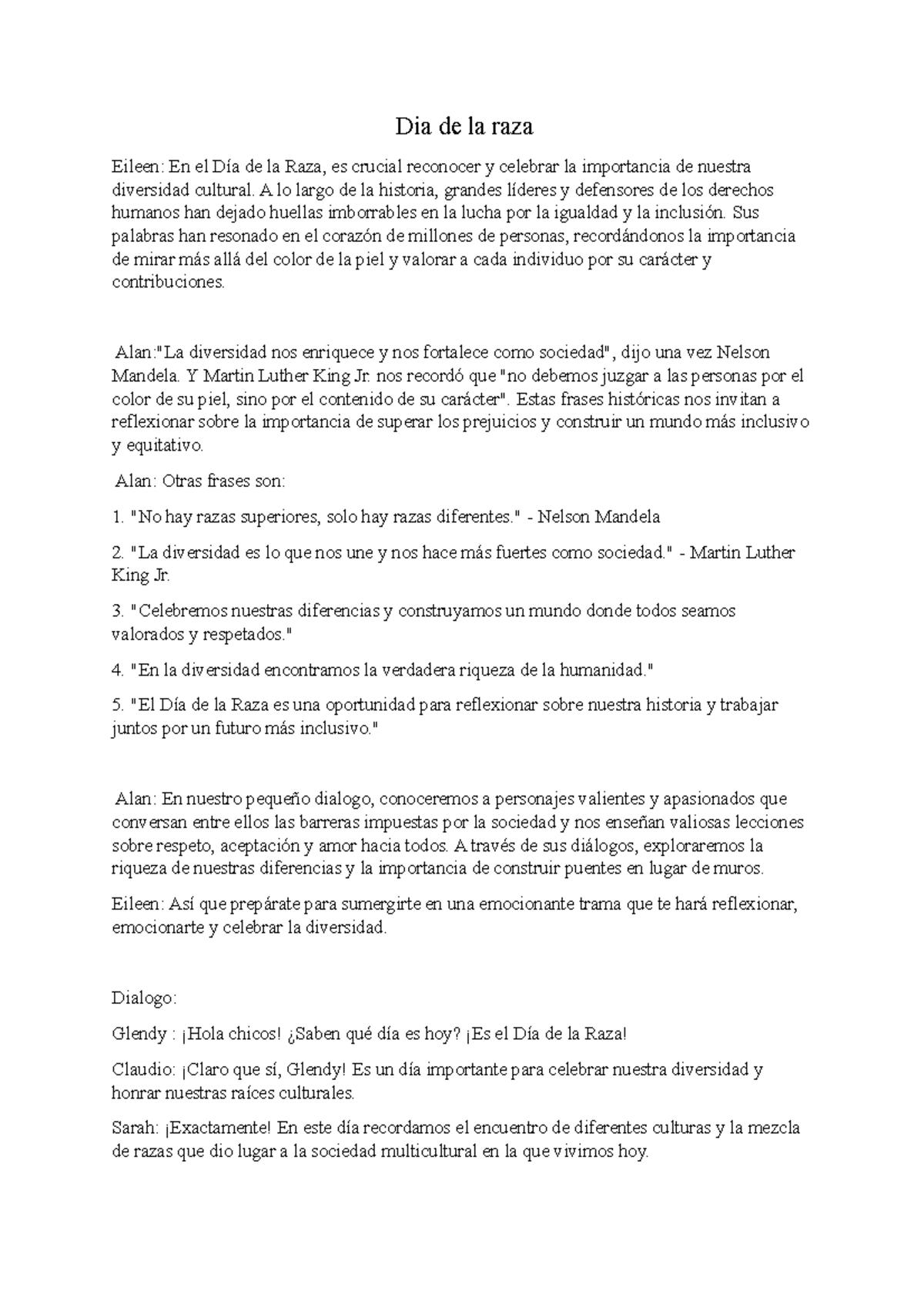 Dia de la raza - Apuntes de 6to de secundaria - Dia de la raza Eileen ...