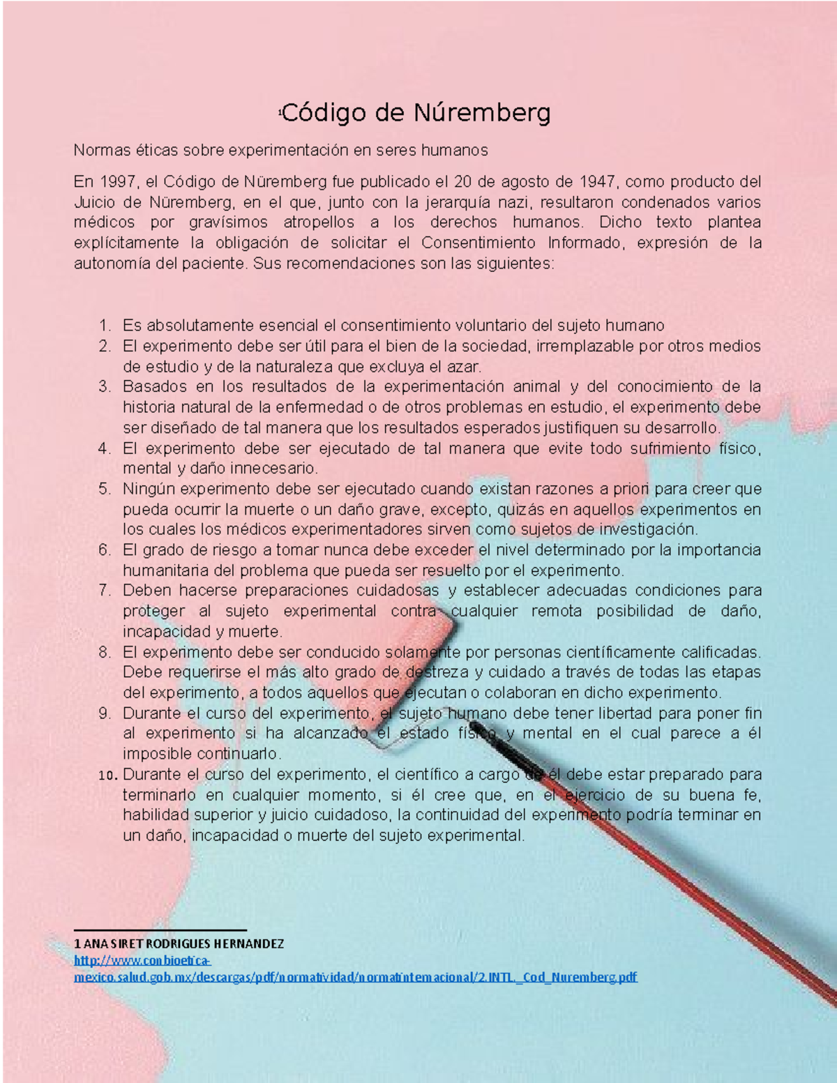 Código de Núremberg al final de la segunda guerra mundial - 1 Código de ...