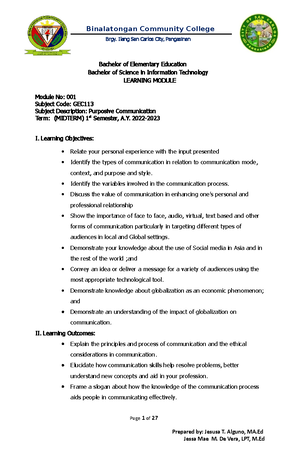 NSTP 1 Lesson 5 - NSTP 1 - Bachelor of Science in Information ...
