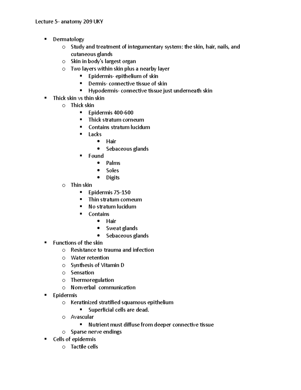Integ system part 1 - Dermatology o Study and treatment of ...
