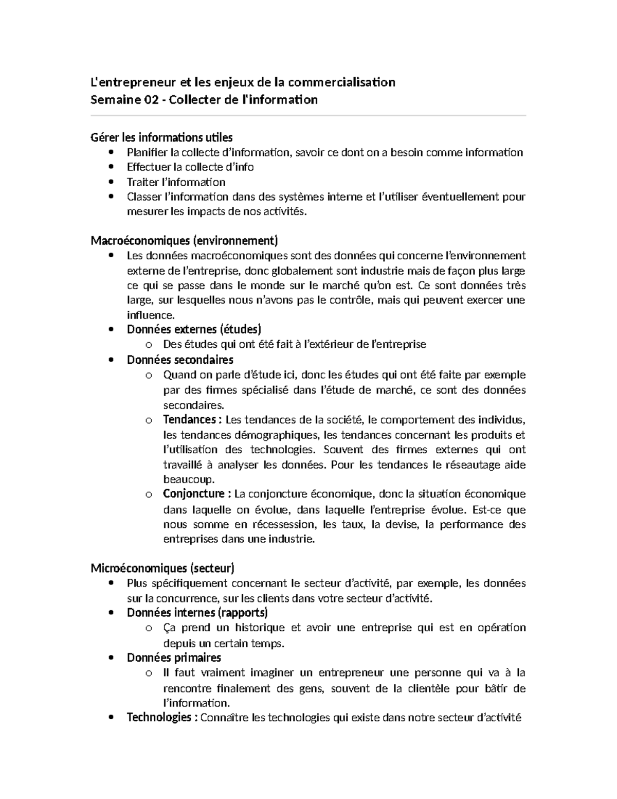 Cours 2 - Collecter de l'information - L'entrepreneur et les enjeux de ...