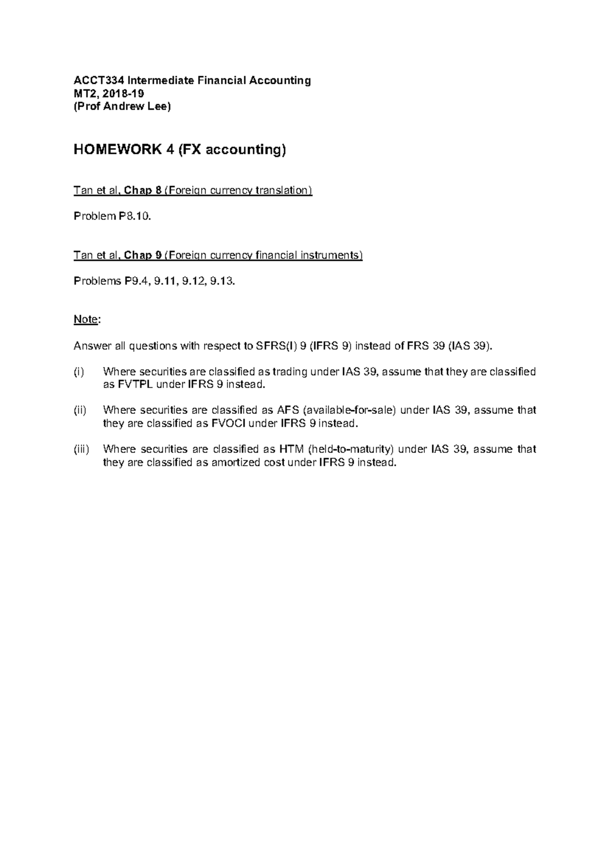 Homework 4 (FX accounting) - ACCT334 Intermediate Financial Accounting ...