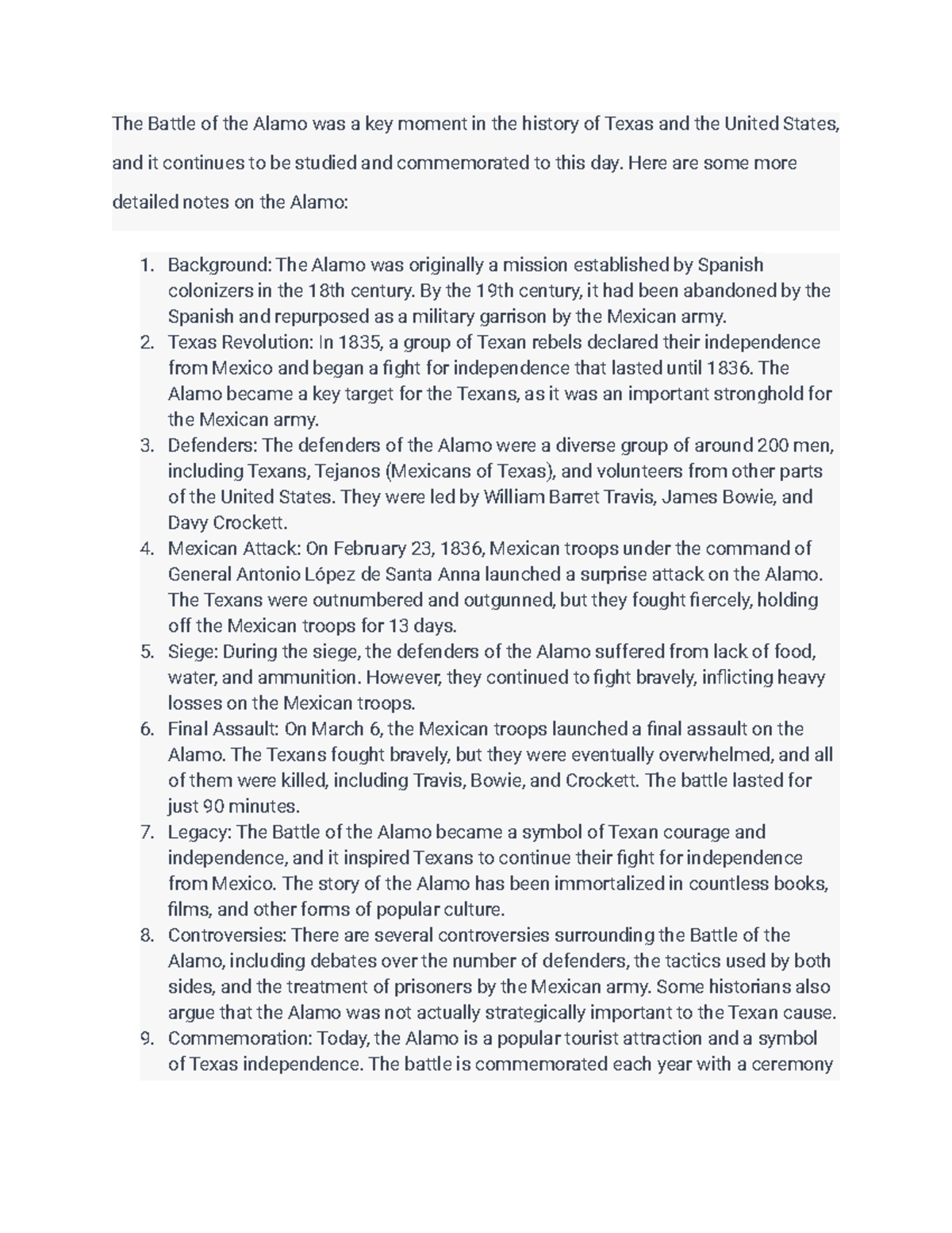 Untitled document (66) - The Battle of the Alamo was a key moment in ...