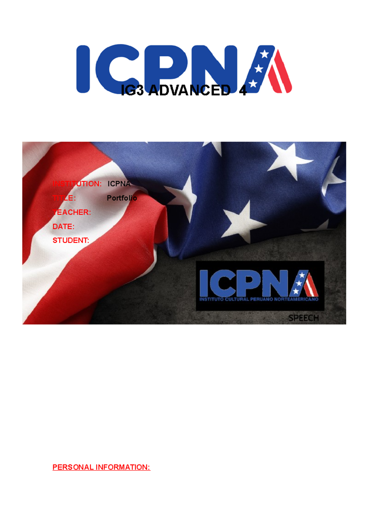 Portfolio Final borrador - IG3 ADVANCED 4 INSTITUTION: ICPNA TITLE ...