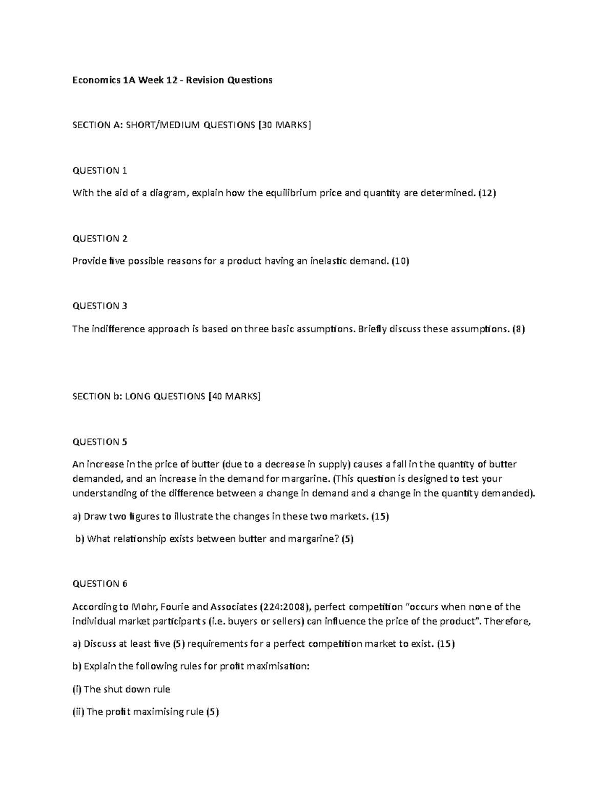 Week 12 Eco1 Revision Questions CS - Economics 1A Week 12 - Revision ...