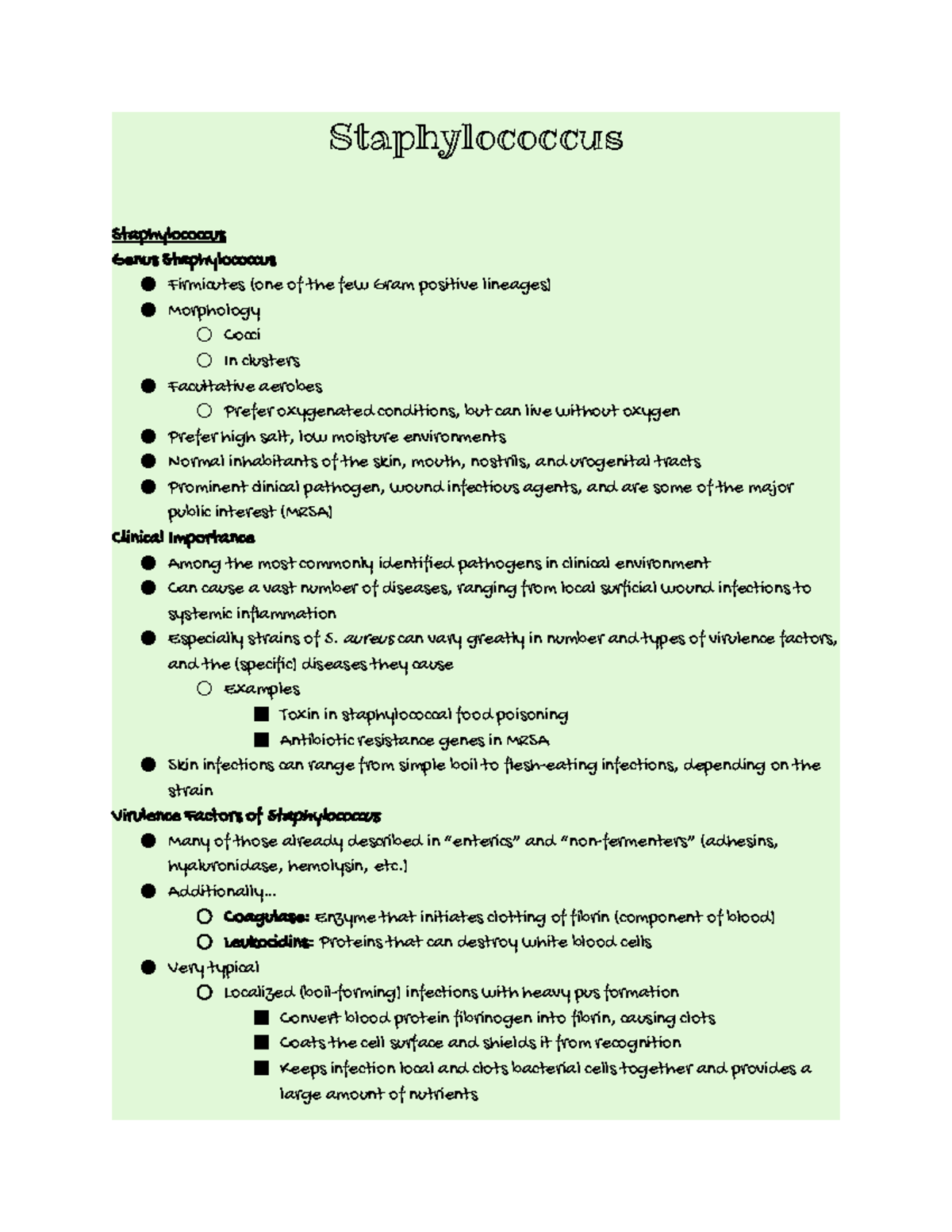 Staphylococcus - Lecture notes - Staphylococcus Staphylococcus Genus ...