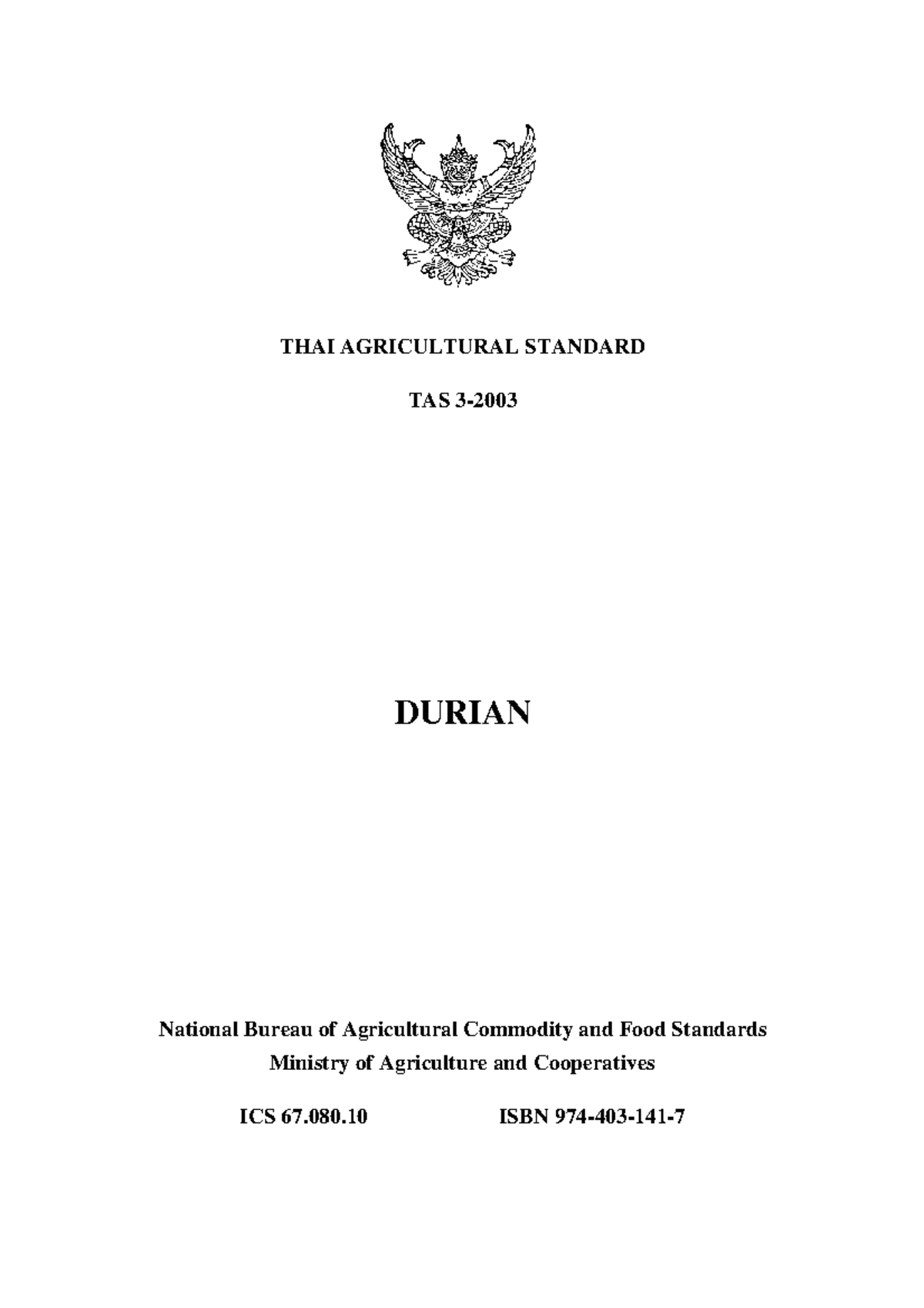 2003-Thai Agricultural Standard Durian - THAI AGRICULTURAL STANDARD TAS ...