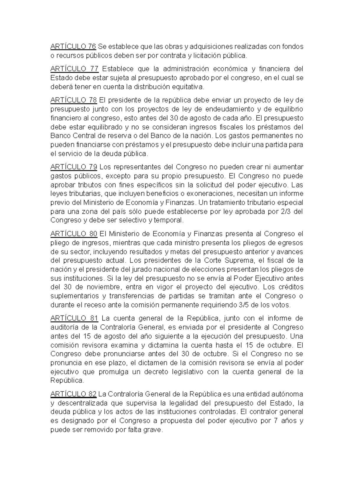 Resumen articulos 76-100 - ARTÍCULO 76 Se establece que las obras y ...