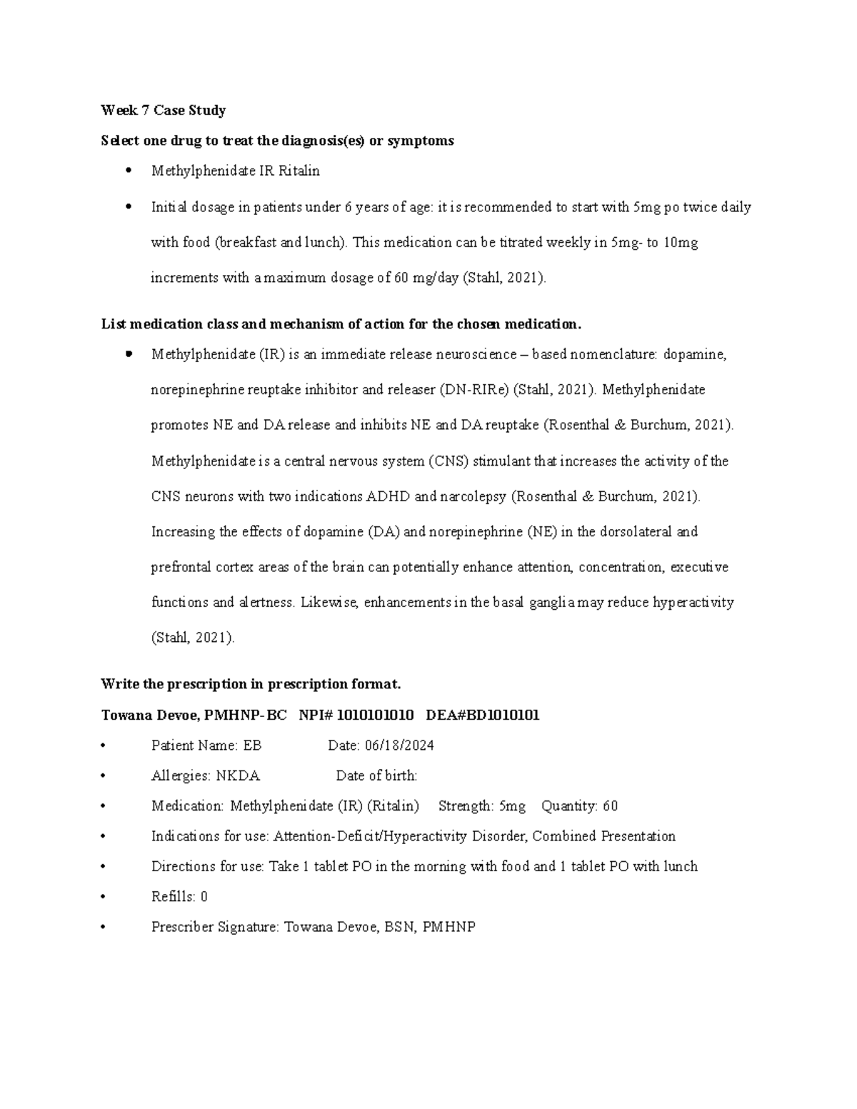 Week 7 case study child and adolescent - Week 7 Case Study Select one drug to treat the - Studocu