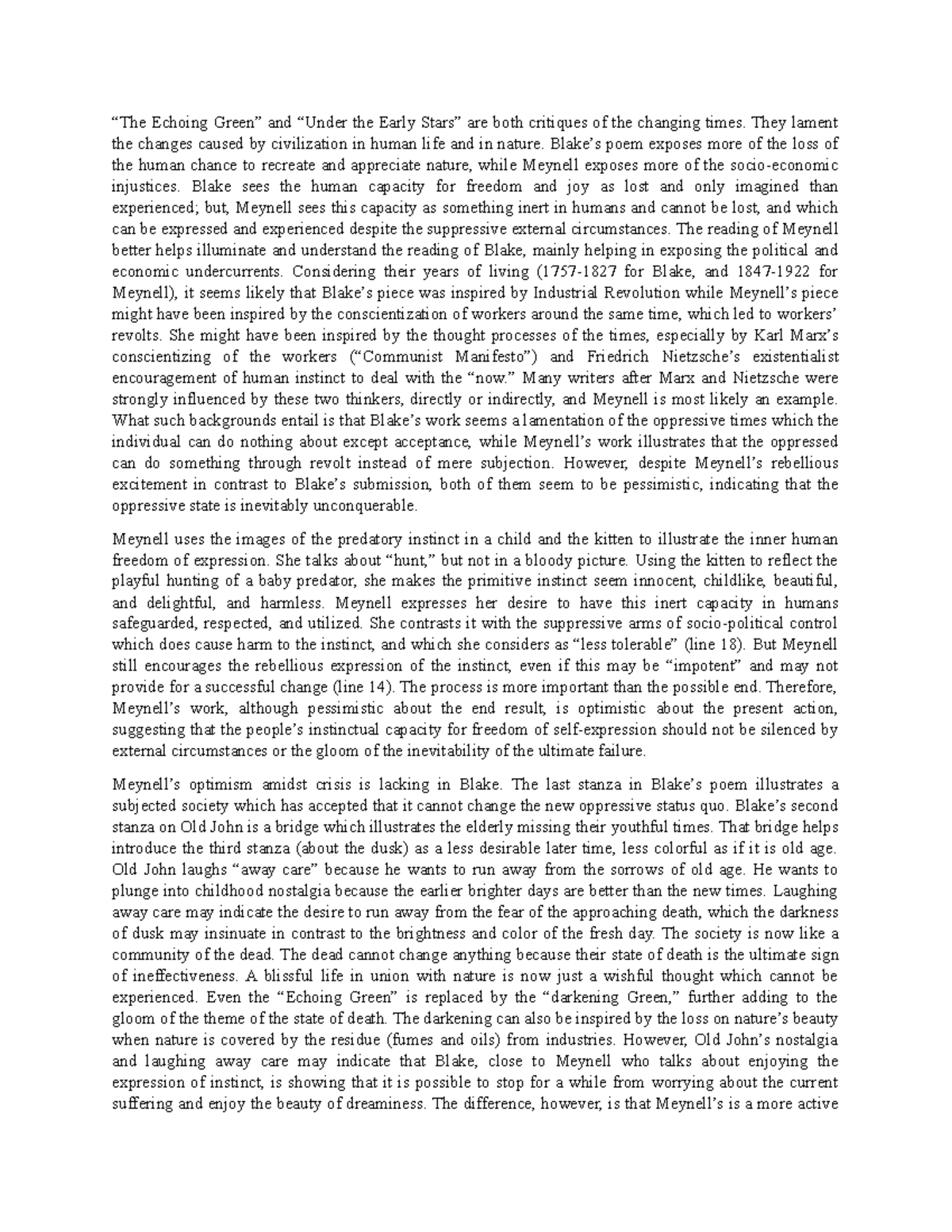 The Echoing Green - Literature and anthropology - “The Echoing Green ...