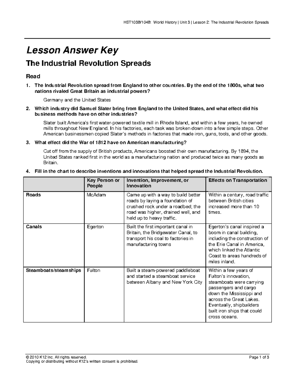 The Industrial Revolution Spreads - All rights reserved. Copying or ...