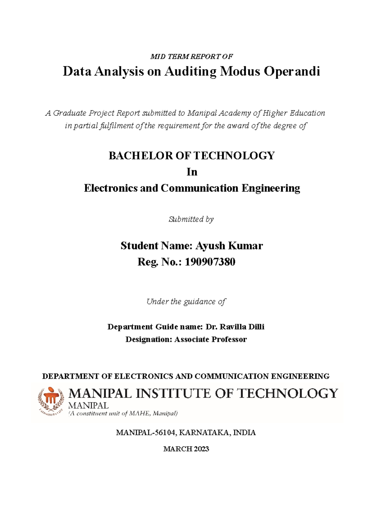 JSR_Report of Submisionns - ####### MID TERM REPORT OF Data Analysis on ...
