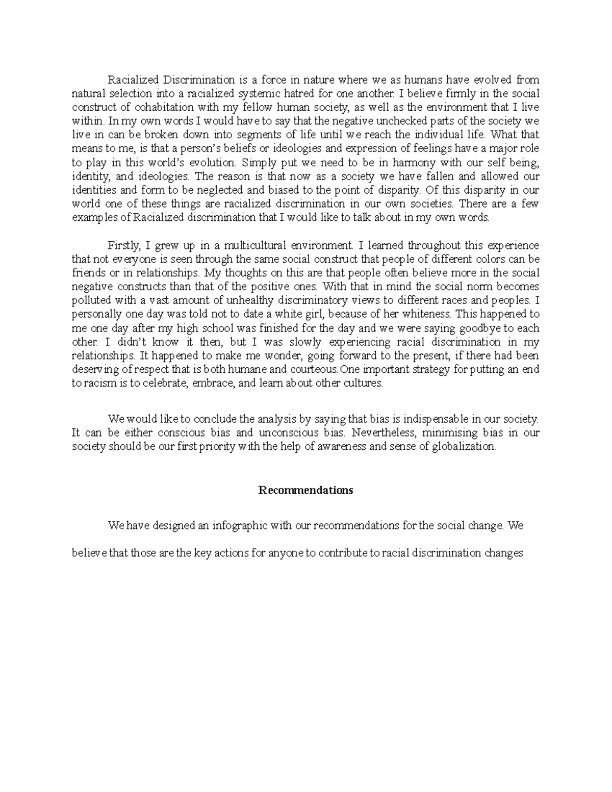 GNED Assignment 2 Cheat Cheat - Racialized Discrimination is a force in ...