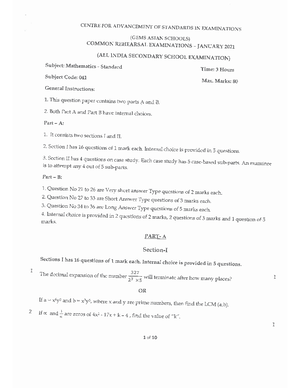 CBSE Class 10 Maths Apr 13 Standard Sample Paper 2023 24 - SAMPLE ...