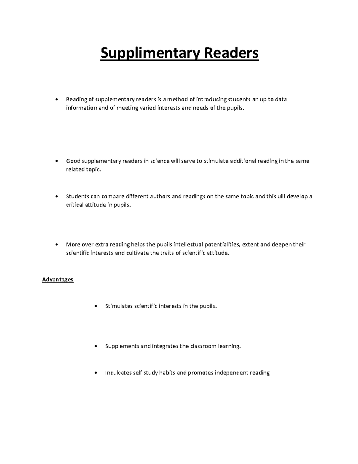 Supplimentary Readers - Supplimentary Readers Reading of supplementary ...