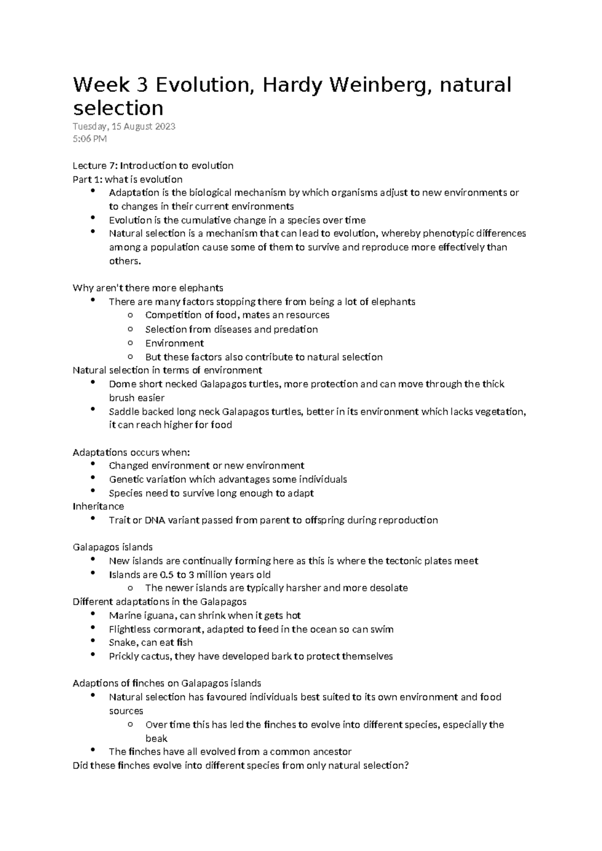 Week 3 Evolution, Hardy Weinberg, natural selection - Why aren't there ...