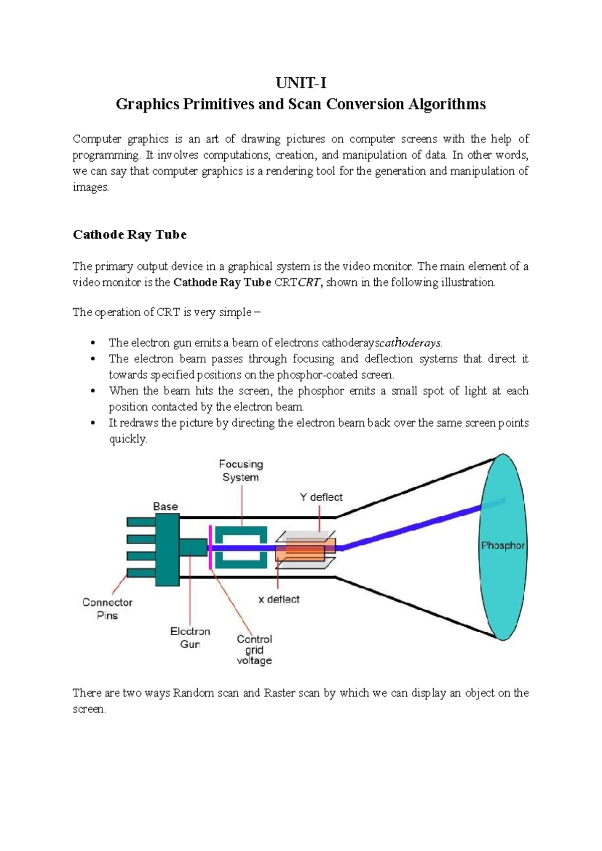 UNIT-I Notes - UNIT-I Graphics Primitives and Scan Conversion ...
