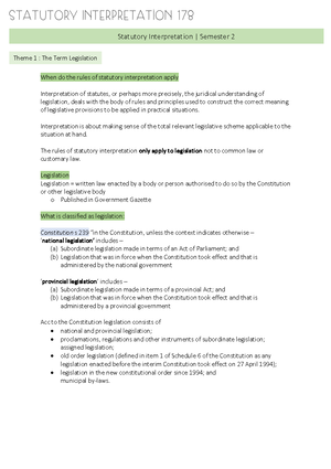 Statutory Interpretation 178 Notes [ Final] - INTROUDCTION TO ...