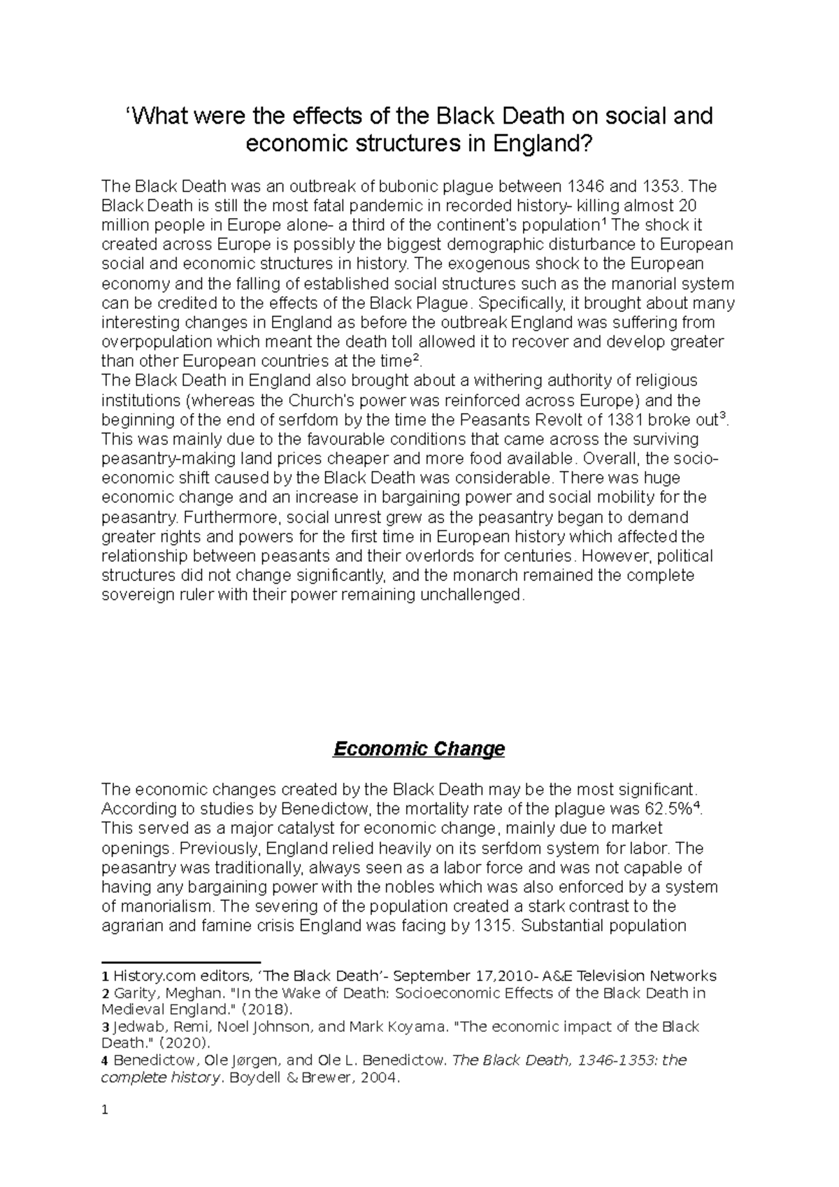 What were the effects of the Black Death on social and economic ...