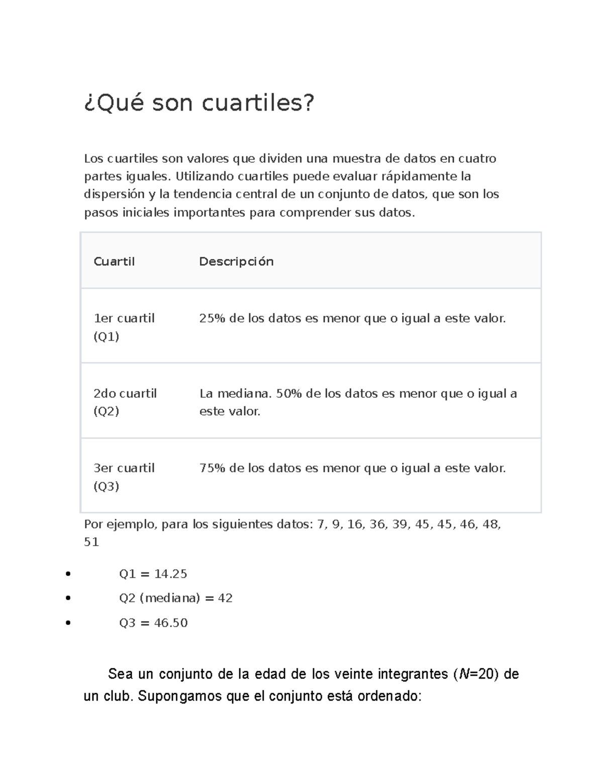 Qué son cuartiles - apuntes - ¿Qué son cuartiles? Los cuartiles son ...