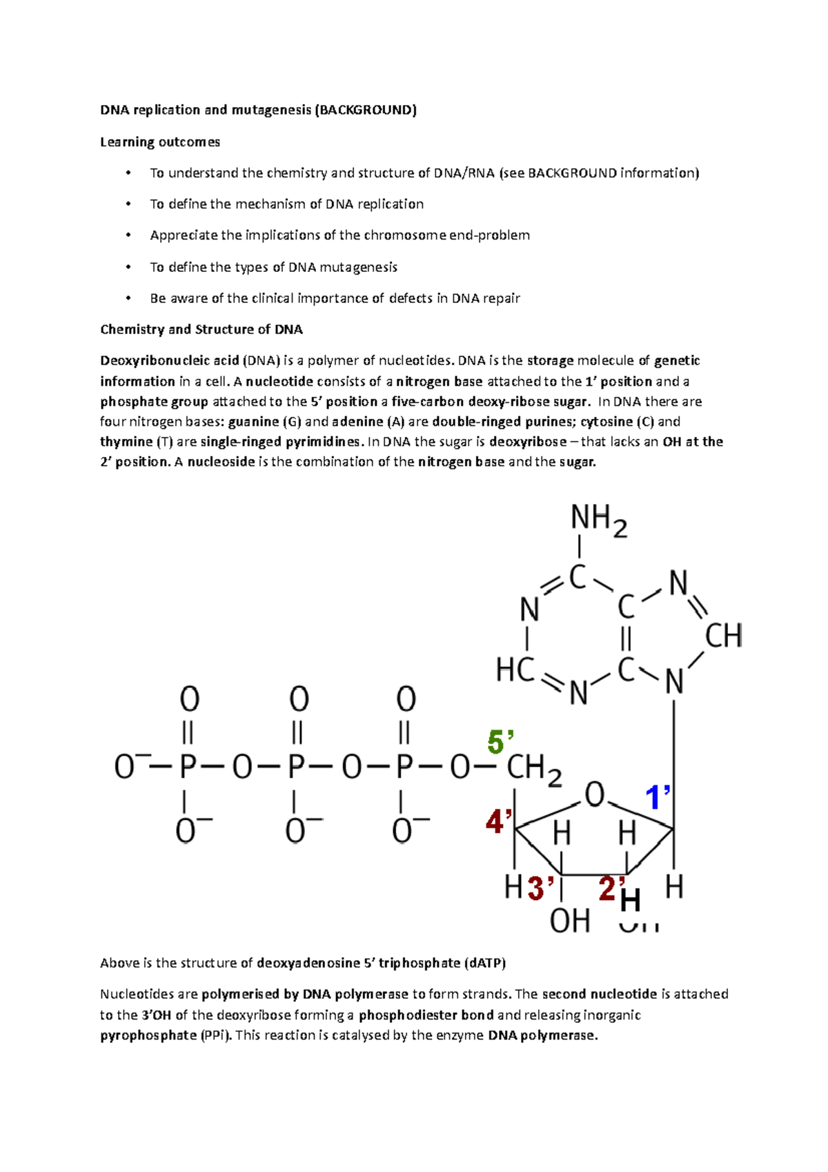 MCG DNA replication and mutagenesis Background 23 24 - DNA replication and mutagenesis ...