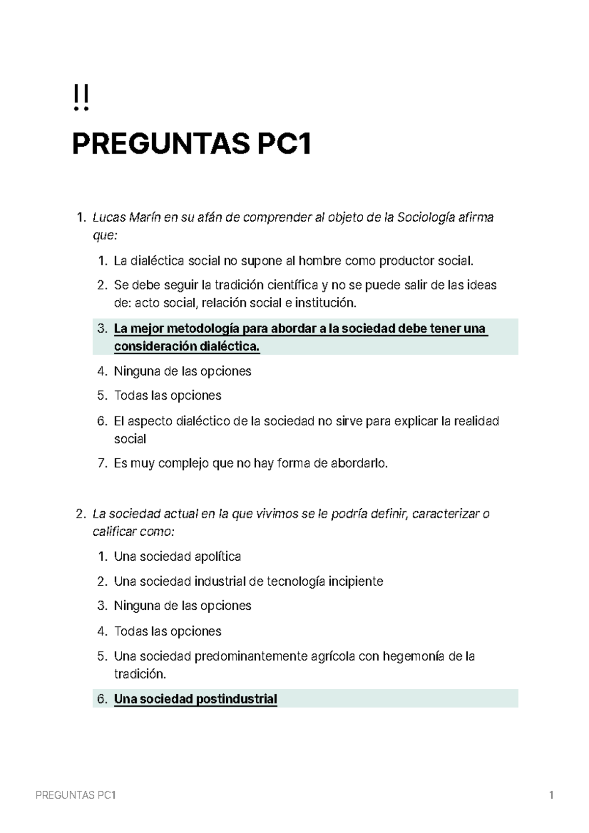 Preguntas Examen SOC - !! PREGUNTAS PC Lucas Marín en su afán de comprender al objeto de la ...