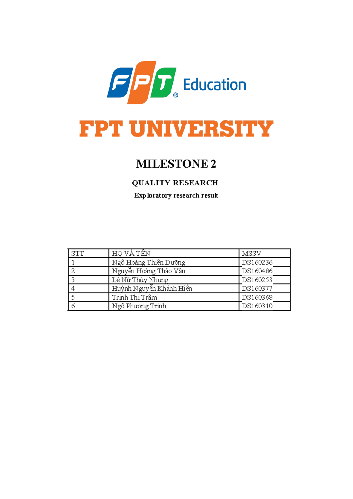Quality Research - MILESTONE 2 QUALITY RESEARCH Exploratory research ...