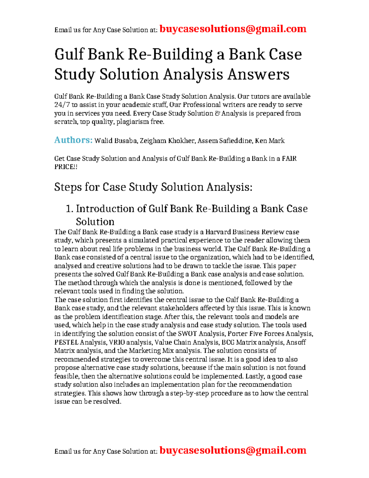 Case Solution Gulf Bank Re-Building a Bank - Gulf Bank Re-Building a ...