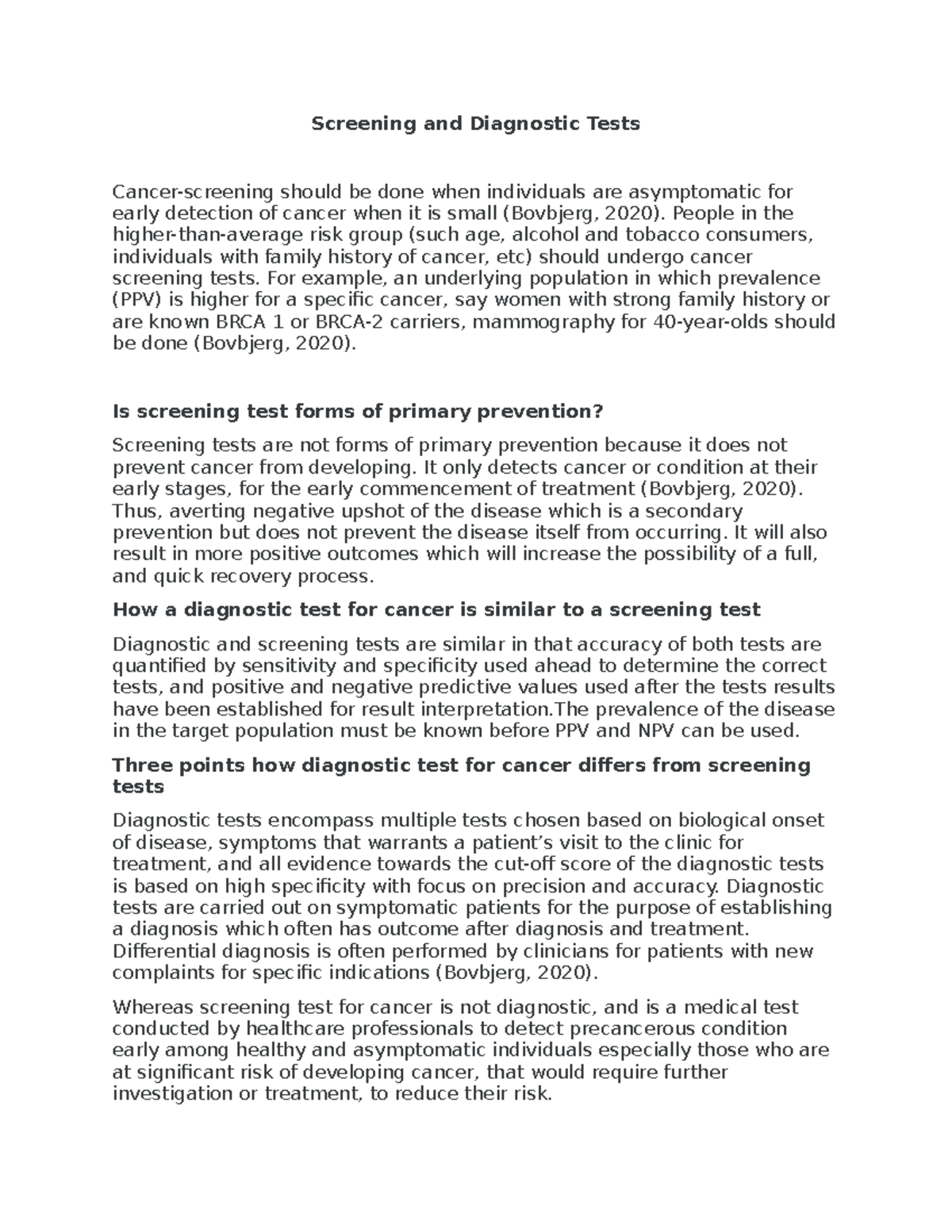 HS 3311 Epideimiology D7 Screening and Diagnostic Tests - Screening and ...