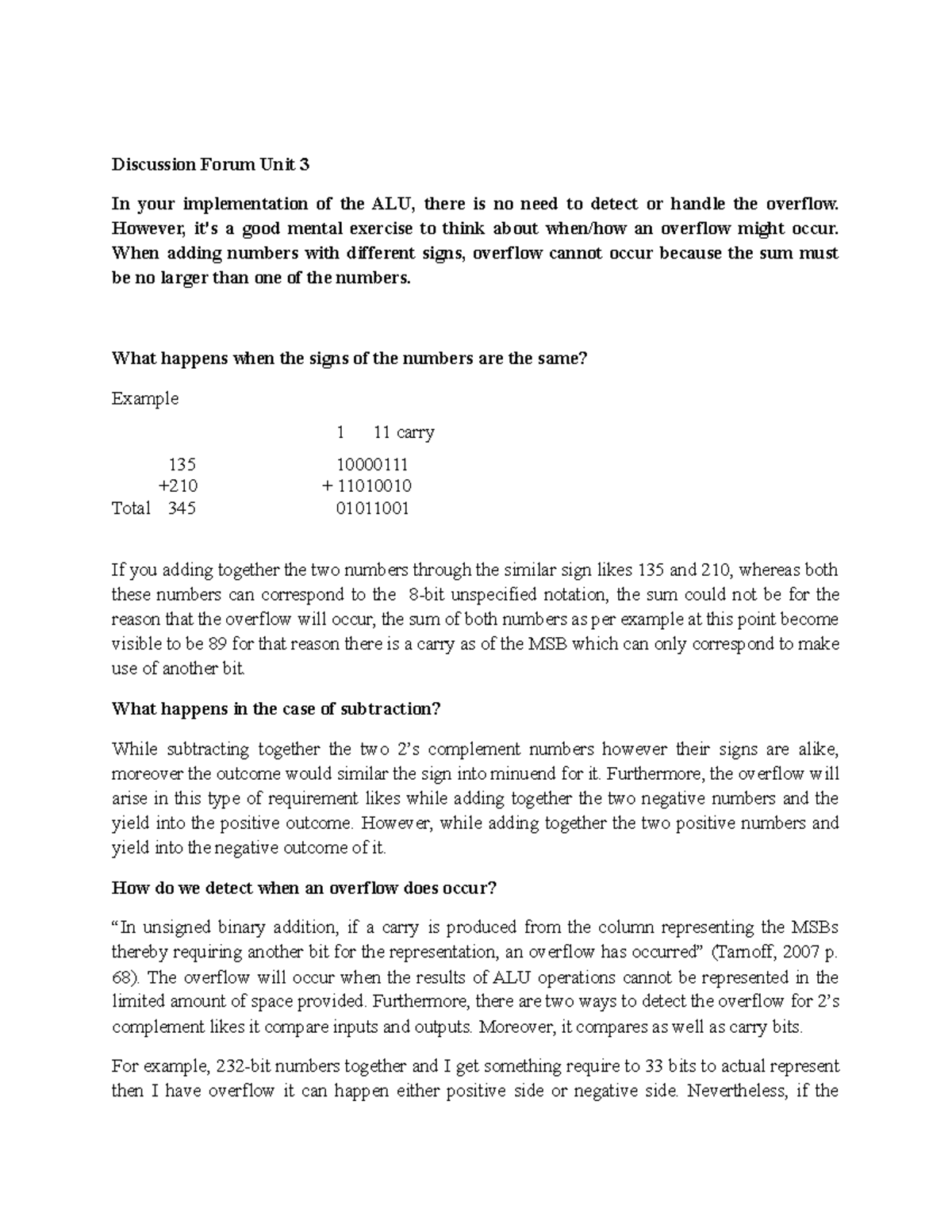 Discussion Assignment Unit 3 1 - Discussion Forum Unit 3 In your ...