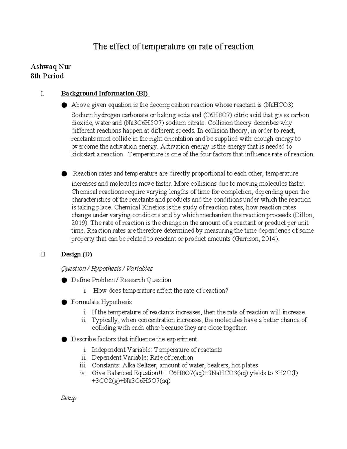 Alka Seltzer Lab Template 23-24 - The effect of temperature on rate of ...